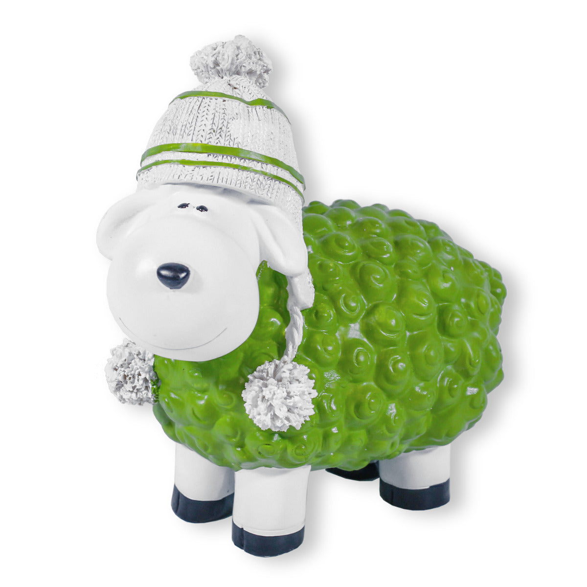 Buntes Deko Schaf grün mit Mütze Gartenfigur Schaf Dekofigur Schaf lus